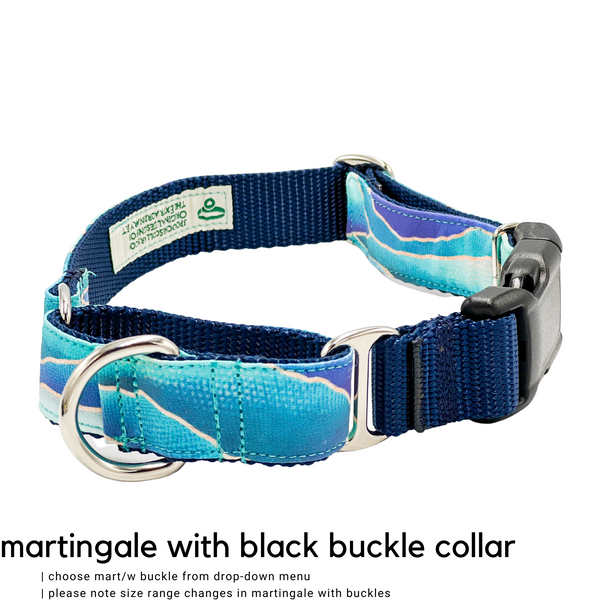 Sea Mountains Aqua Gold Beach Print Dog Collar